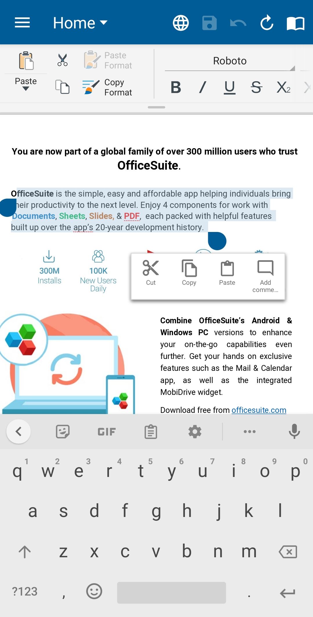 Paste Special Options In Documents OfficeSuite